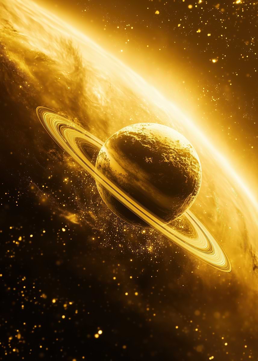 'Golden Saturn' Poster, picture, metal print, paint by Wallpieces ...