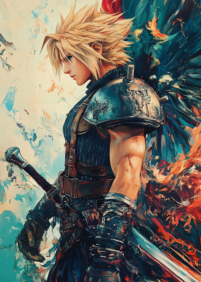 'Final Fantasy cloud strife' Poster, picture, metal print, paint by in here art | Displate