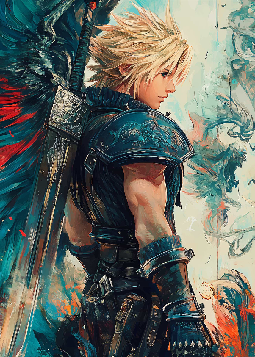 'Final Fantasy cloud strife' Poster, picture, metal print, paint by in here art | Displate