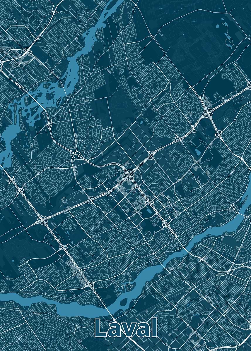 'Laval City Map' Poster, picture, metal print, paint by Sam Kal | Displate