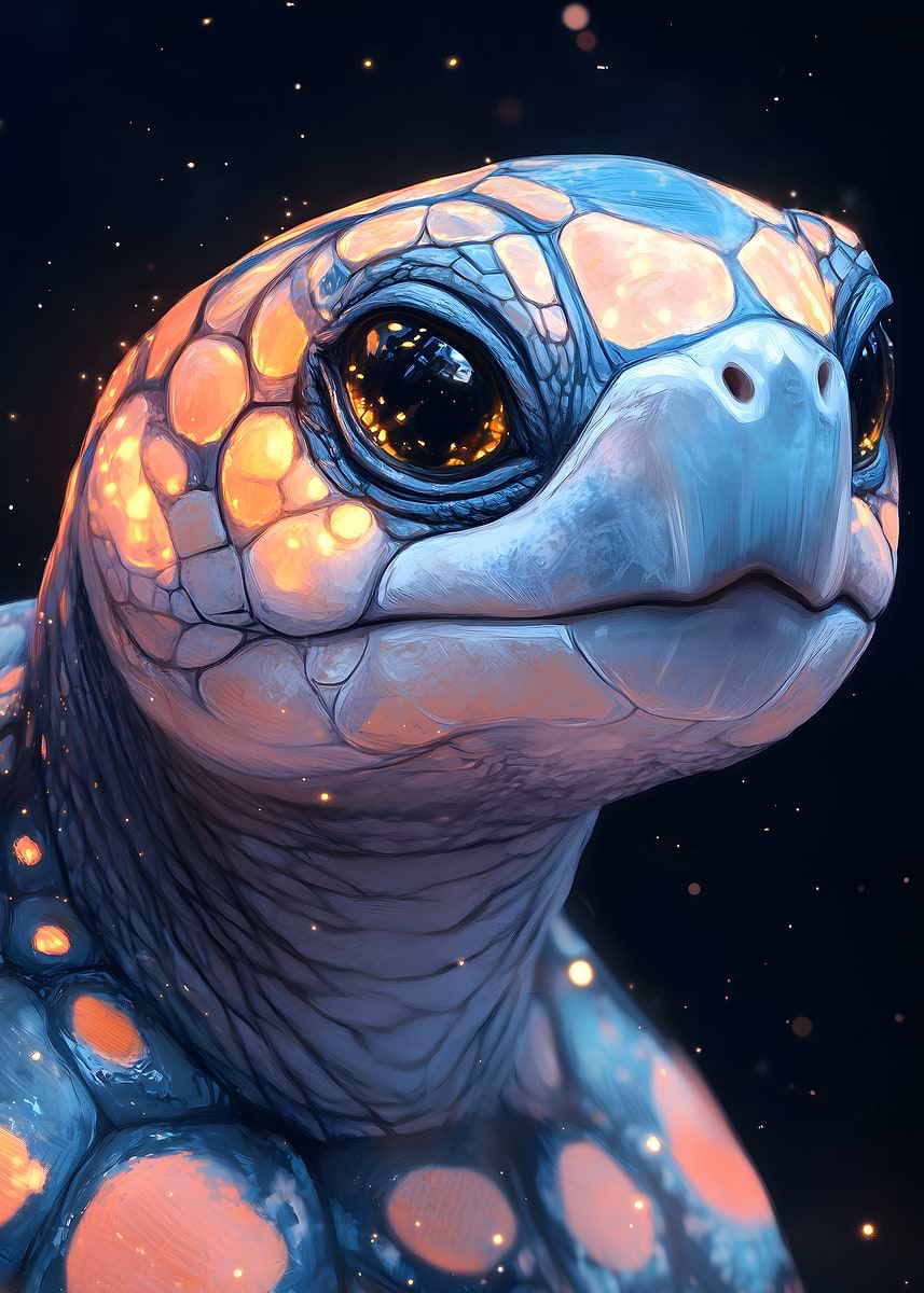 'Glowing Turtle Portrait' Poster, picture, metal print, paint by ...
