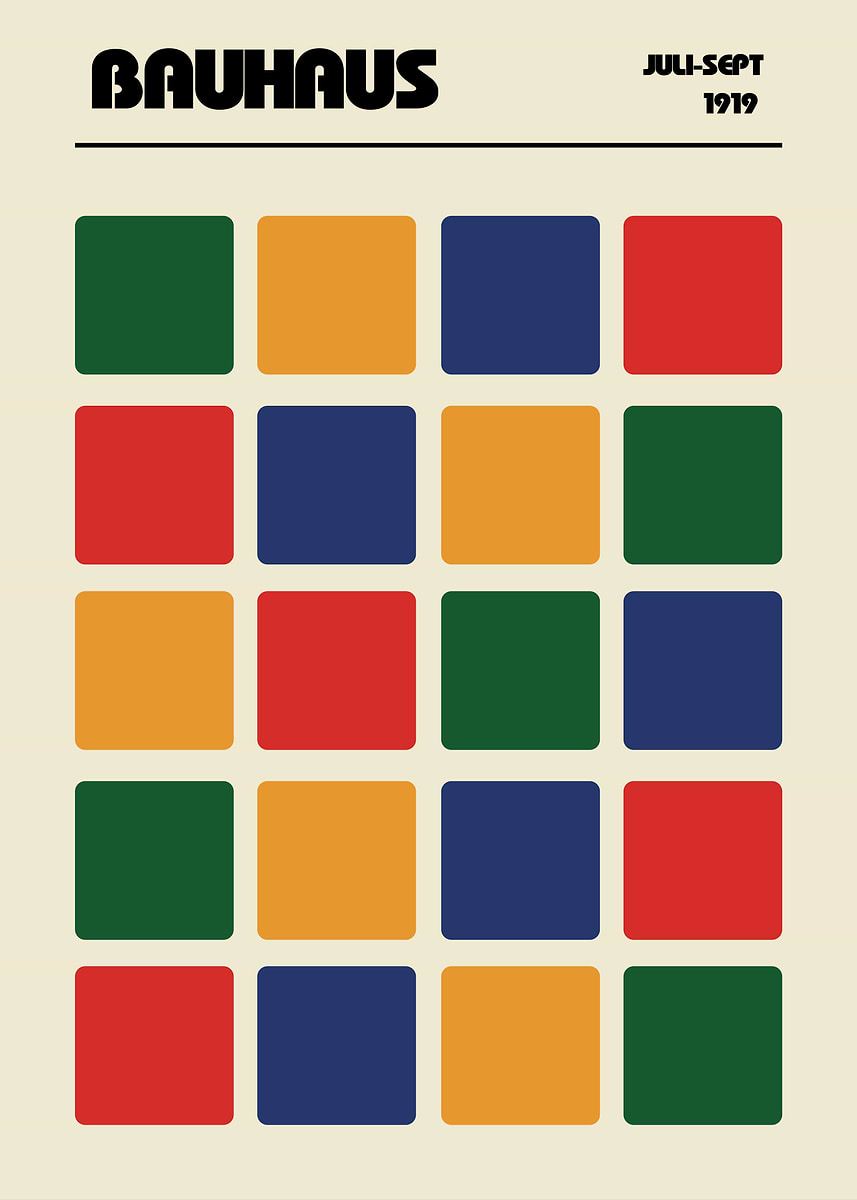'Bauhaus Color Grid Poster' Poster, picture, metal print, paint by ...