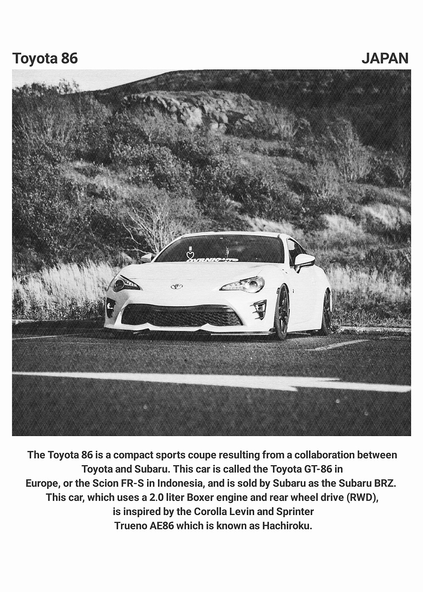 'Toyota 86 Sports Coupe' Poster, picture, metal print, paint by ...