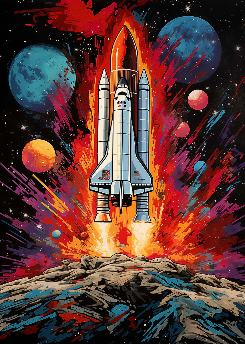 'Space Shuttle Launch' Poster, picture, metal print, paint by Revenge ...