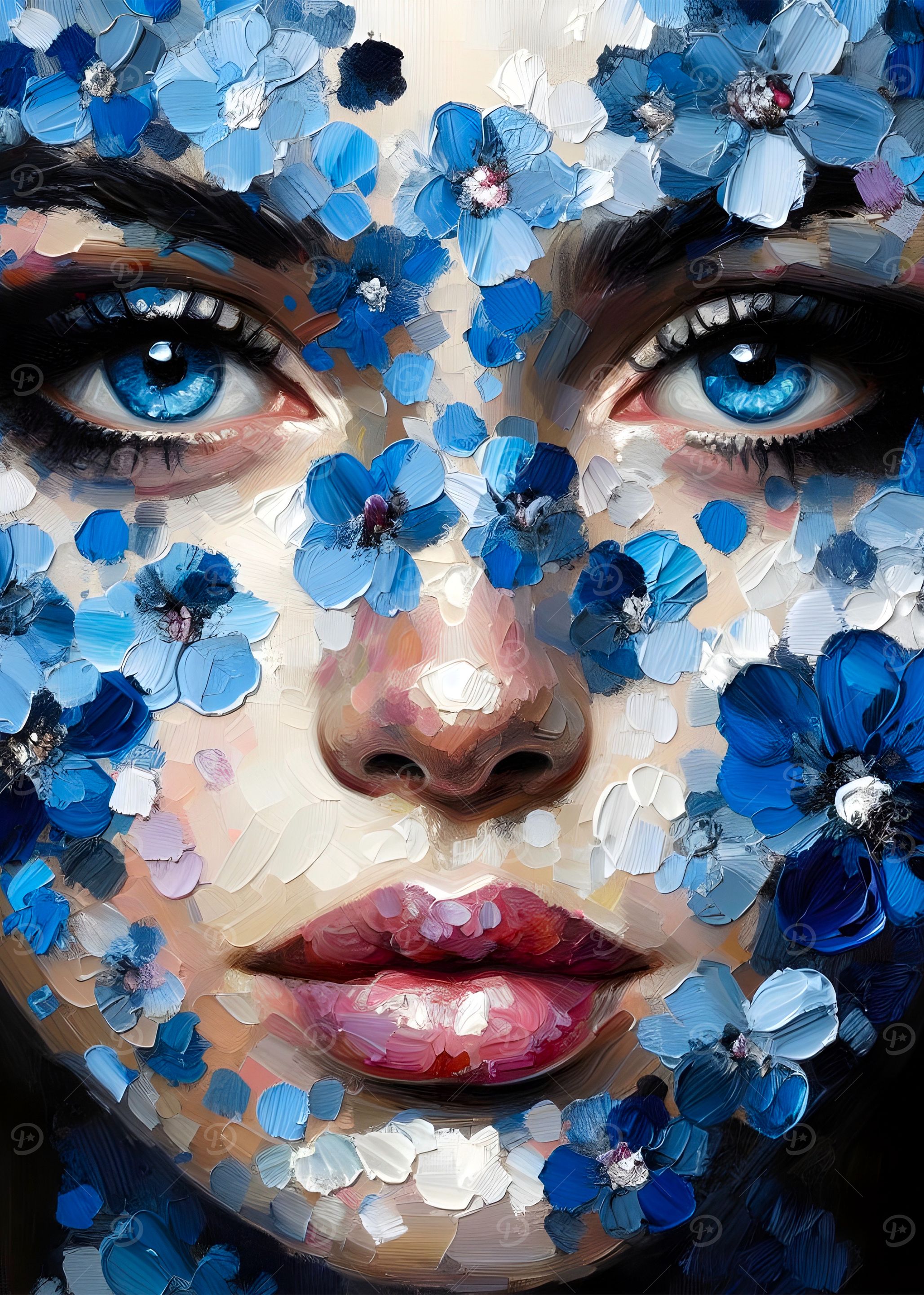 'Blue Flower Portrait' Poster, picture, metal print, paint by G ...