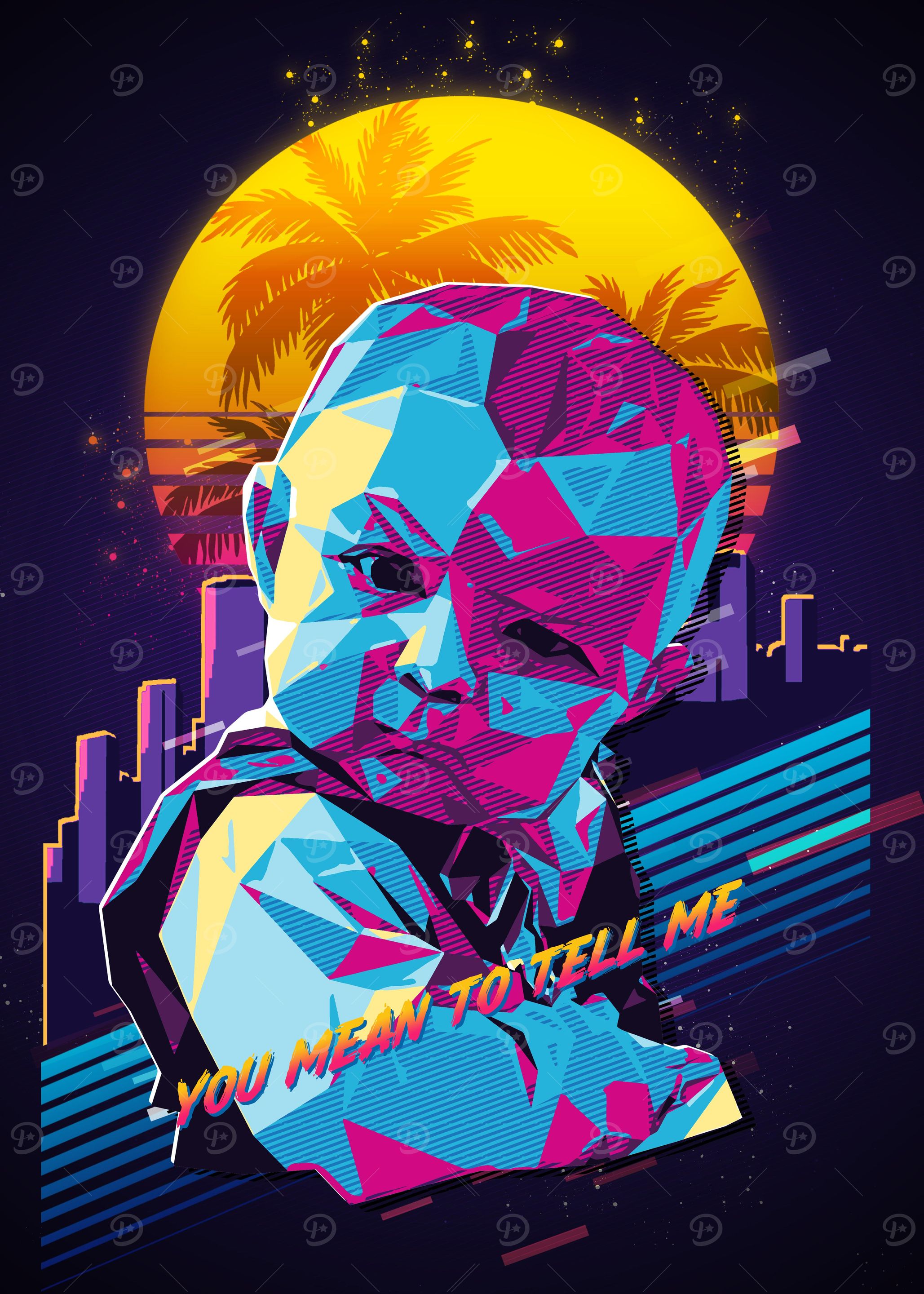 'Retro Baby Face' Poster, picture, metal print, paint by Lowpoly ...