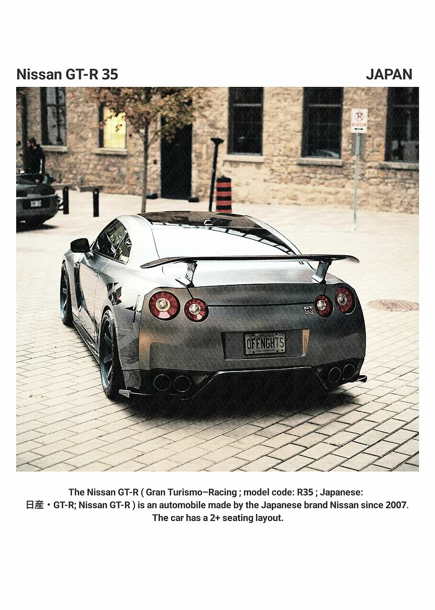 'Nissan GT-R 35 Rear View' Poster, picture, metal print, paint by ...