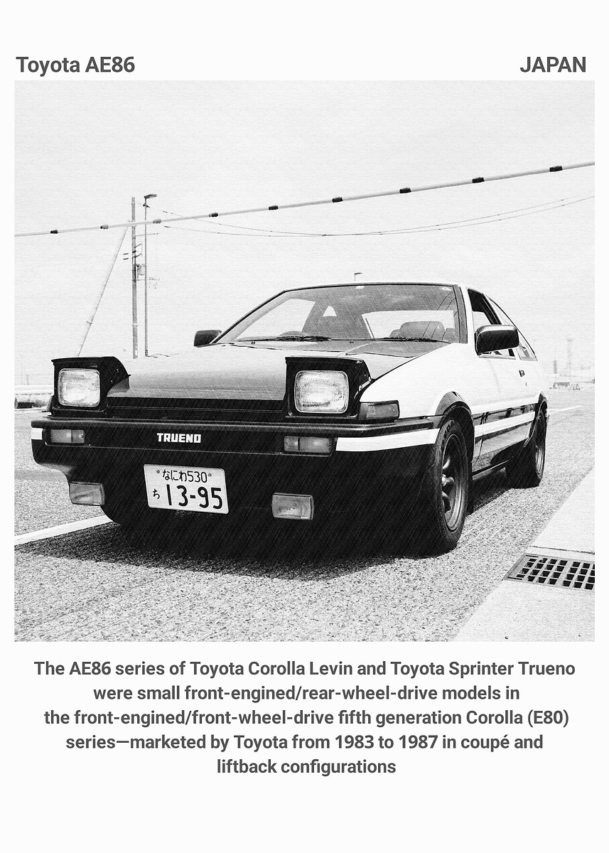 'Toyota AE86 Trueno' Poster, picture, metal print, paint by Brexmore ...