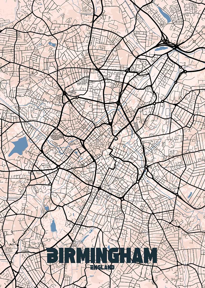 'Birmingham City Map' Poster, picture, metal print, paint by Al Ibrohim ...