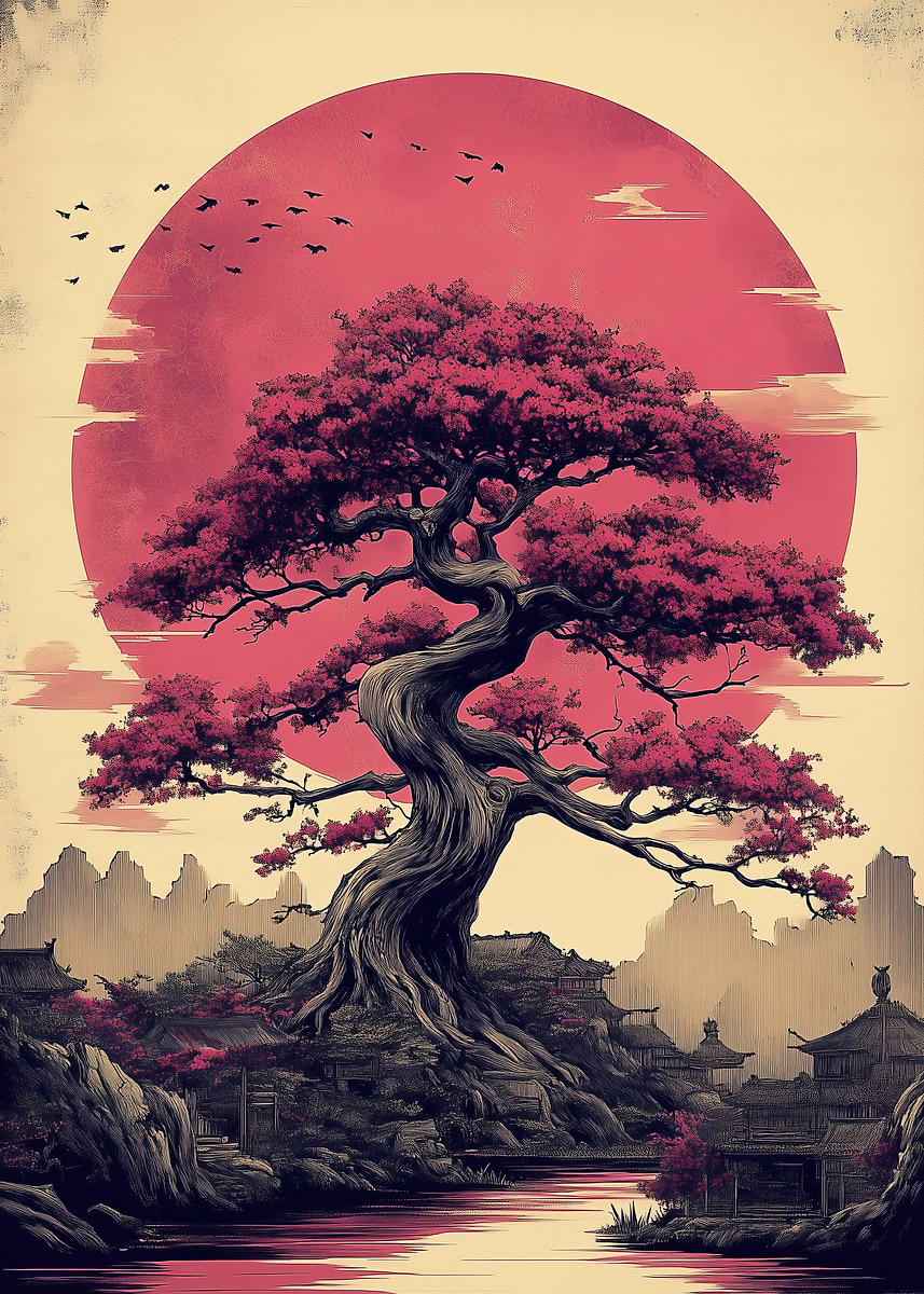 'Japanese Cherry Blossom Tree' Poster, picture, metal print, paint by ...