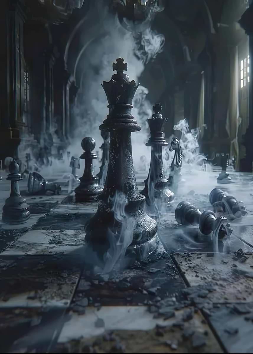 'Chessboard in Smoke' Poster, picture, metal print, paint by Evans ...