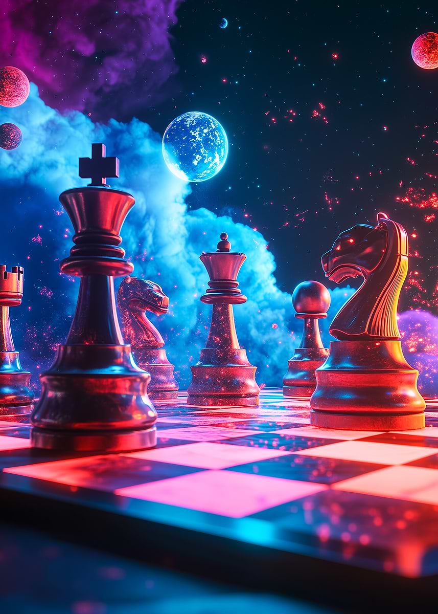 'Cosmic Chessboard' Poster, picture, metal print, paint by ...