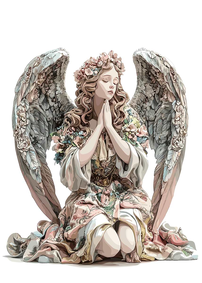 'Angel with Flower Crown' Poster, picture, metal print, paint by ...