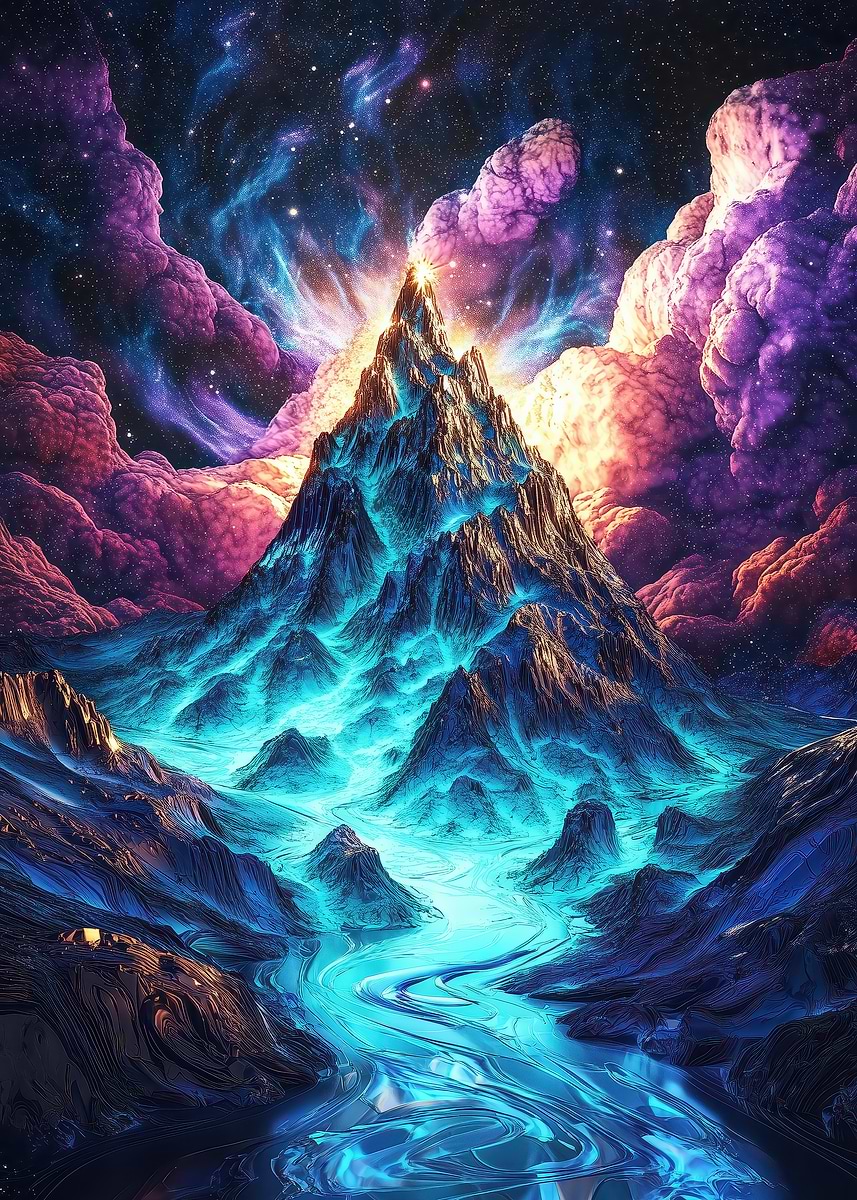'Cosmic Mountain Peak' Poster, picture, metal print, paint by Spooky ...