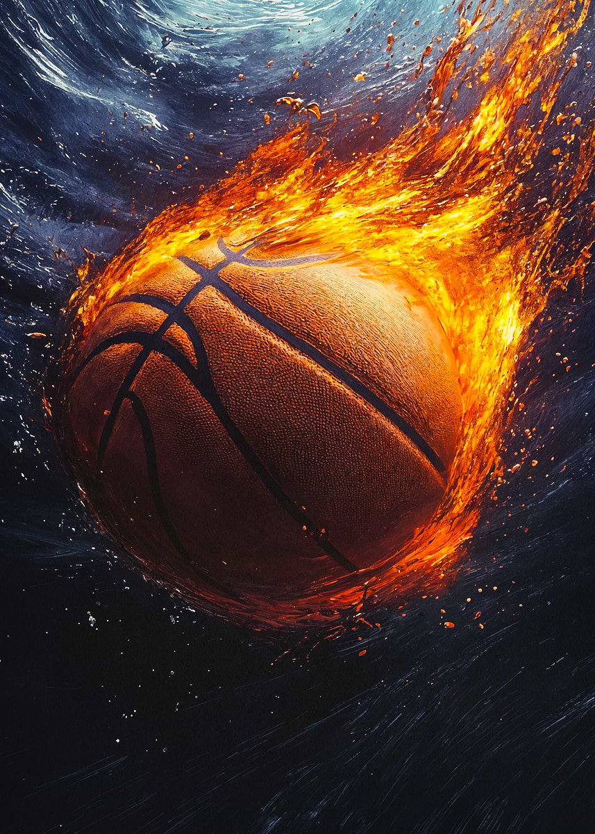 'Flaming Basketball' Poster, picture, metal print, paint by MeliaMartyn ...