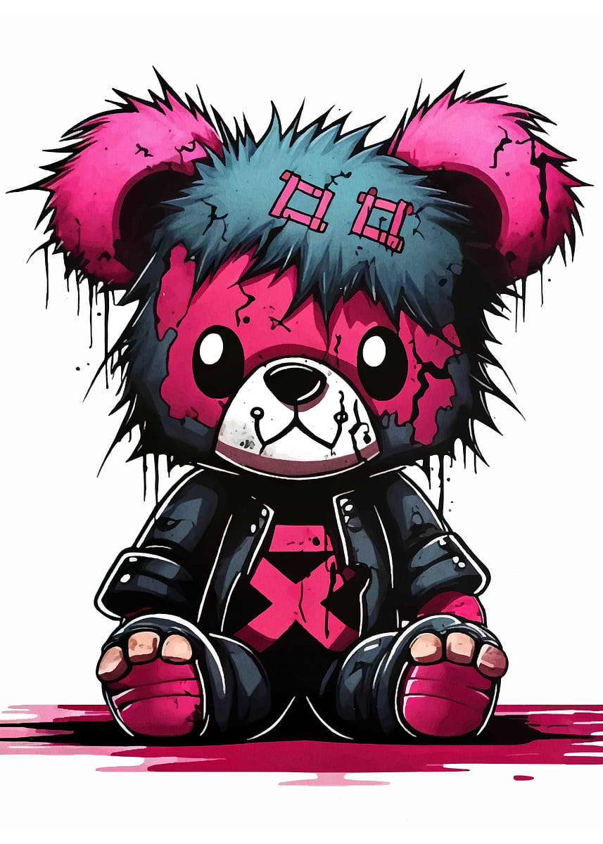'Punk Rock Teddy Bear' Poster, picture, metal print, paint by Parrish ...