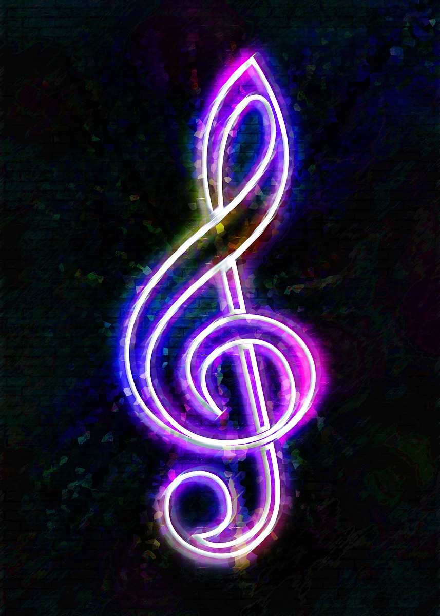 'Neon Treble Clef' Poster, picture, metal print, paint by Izmo ...