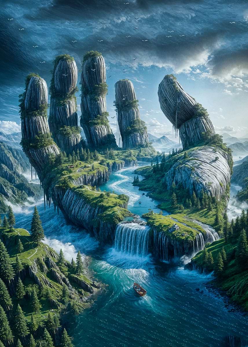 'Giant Hand Landscape' Poster, picture, metal print, paint by Wallace ...