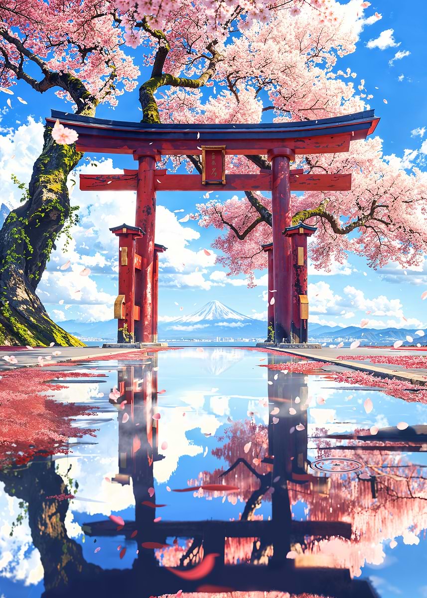 'Hanami Harmony' Poster, picture, metal print, paint by Pixaverse ...