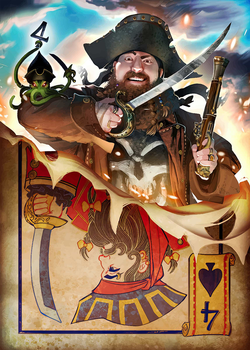 'Pirate Card Illustration' Poster, picture, metal print, paint by ...