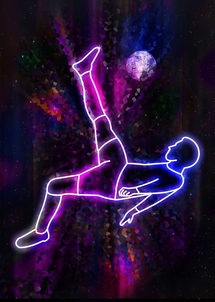 'Cosmic Soccer' Poster, picture, metal print, paint by Izmo Scribbles ...