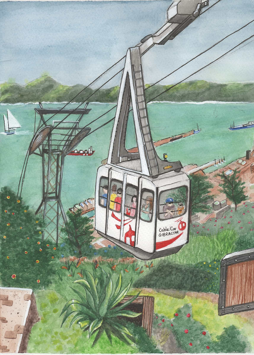 'Gibraltar Cable Car Watercolor Hand Painted Watercolor' Poster ...
