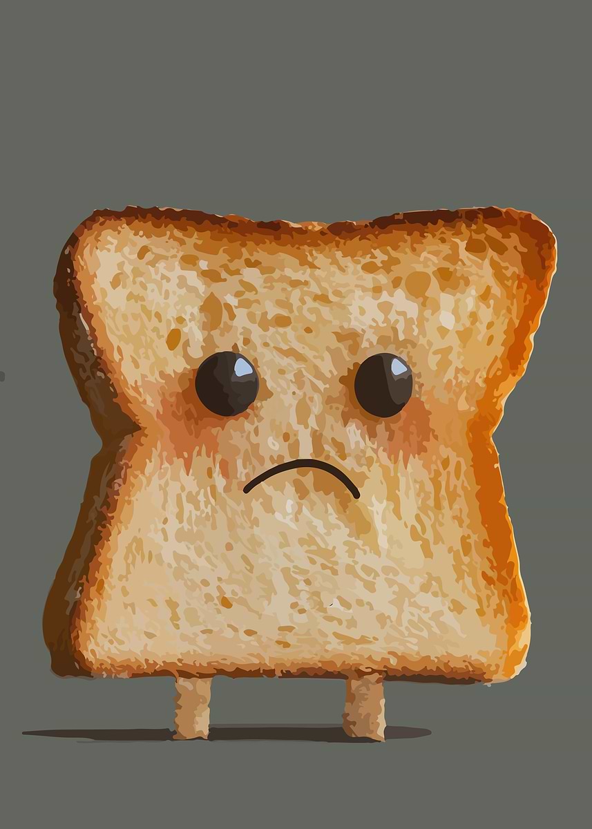 'Sad Toast Cartoon' Poster, picture, metal print, paint by Only Meme ...