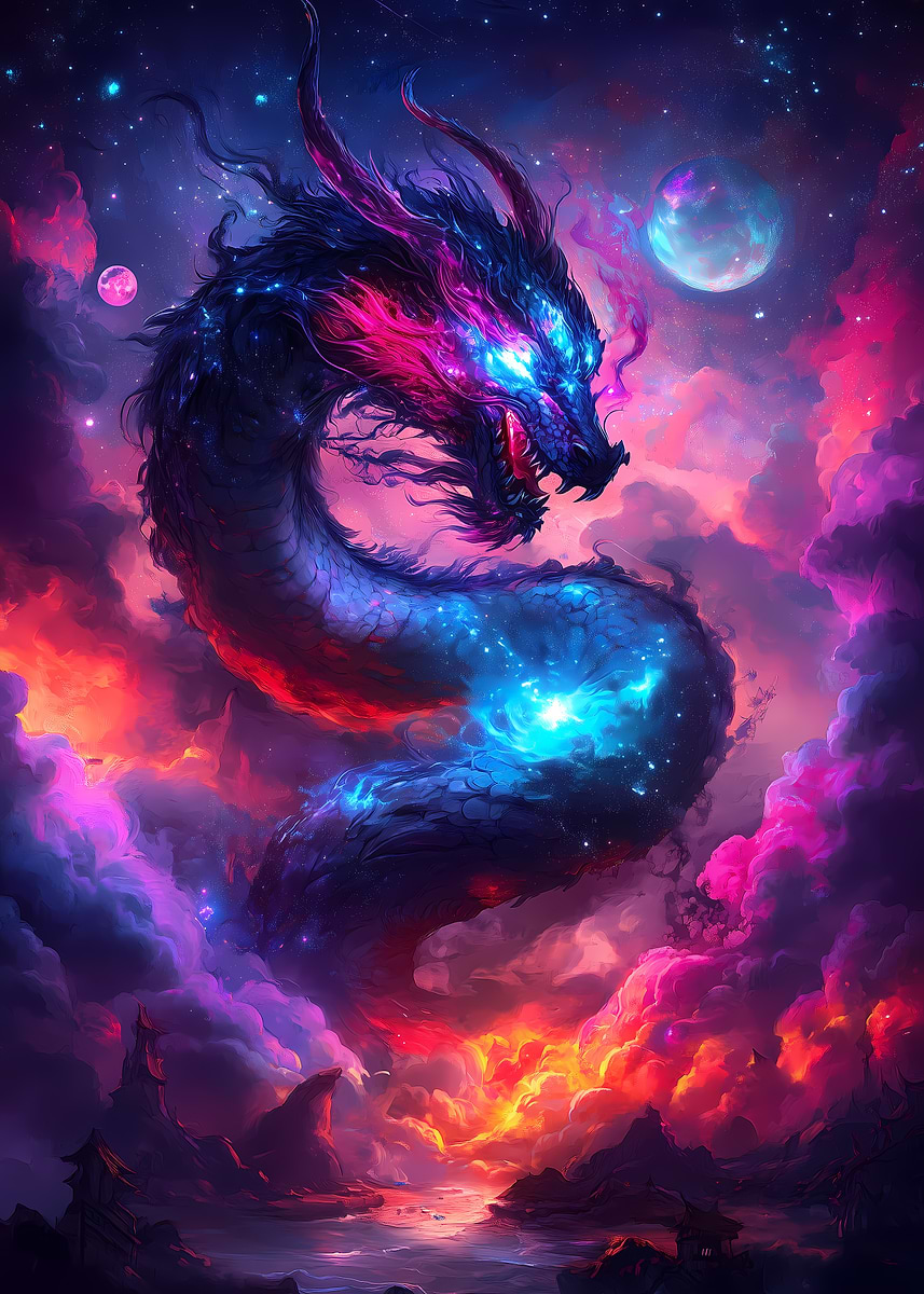 'Cosmic Dragon' Poster, picture, metal print, paint by ...