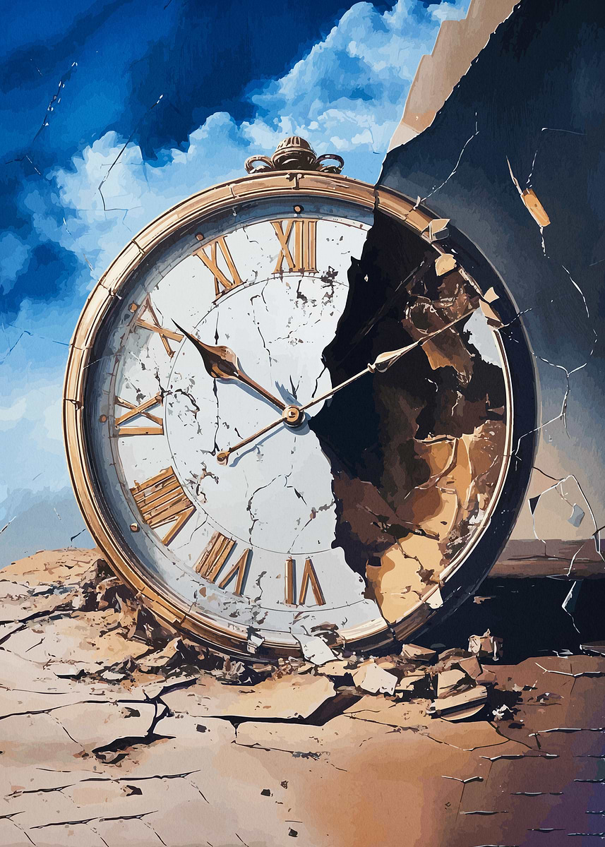 'Cracked Time' Poster, picture, metal print, paint by Charlotte | Displate