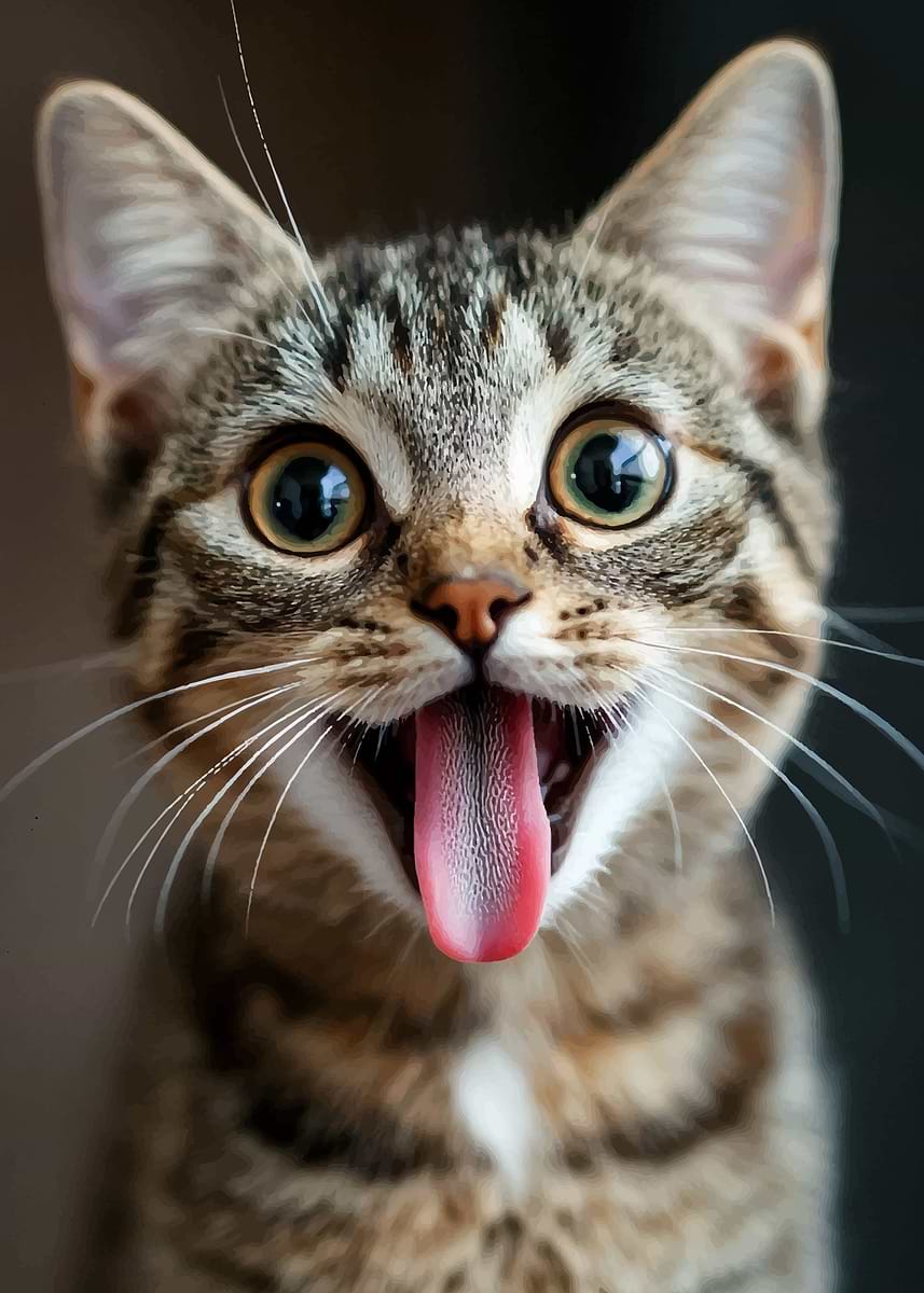 'Playful Tabby Cat' Poster, picture, metal print, paint by Only Meme ...