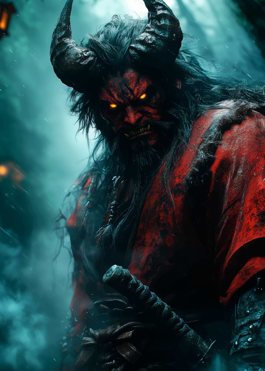 'Demon Samurai' Poster, picture, metal print, paint by haloma | Displate