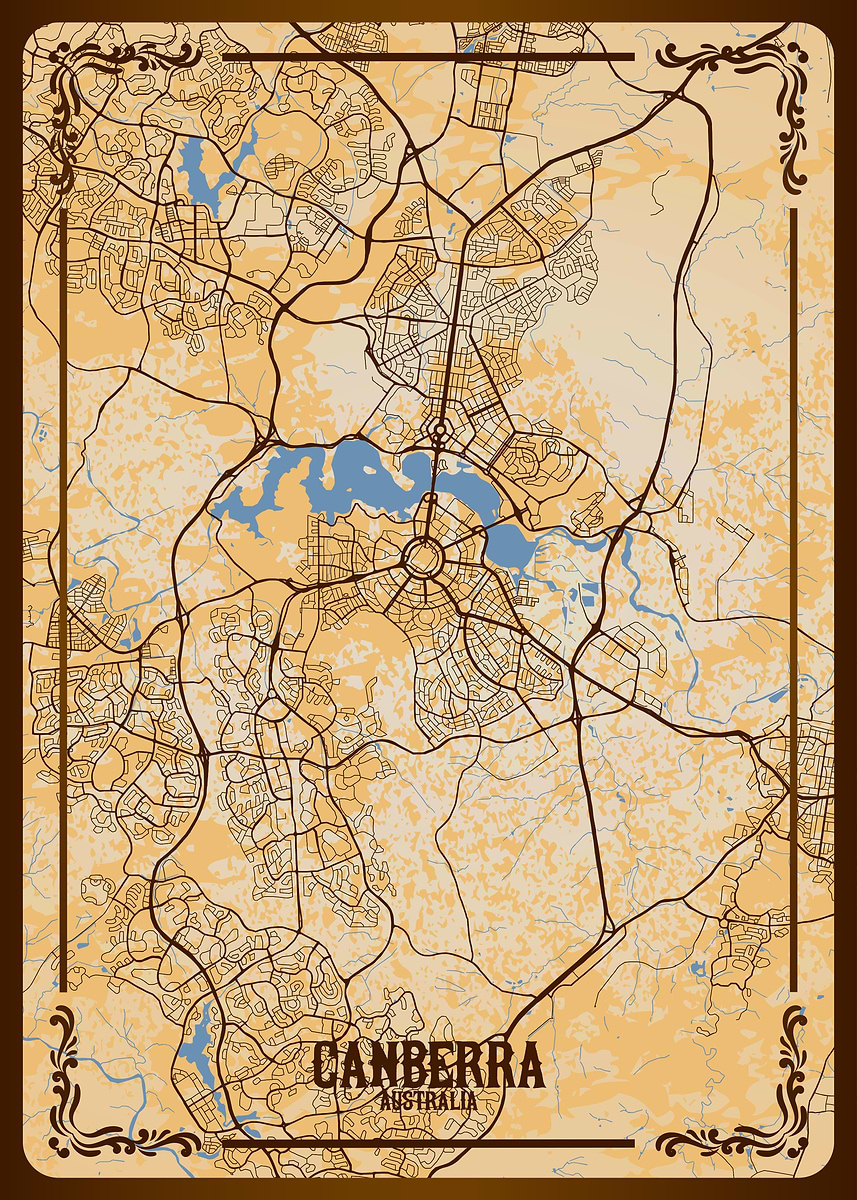'Canberra City Map' Poster, picture, metal print, paint by Ibrohim ...