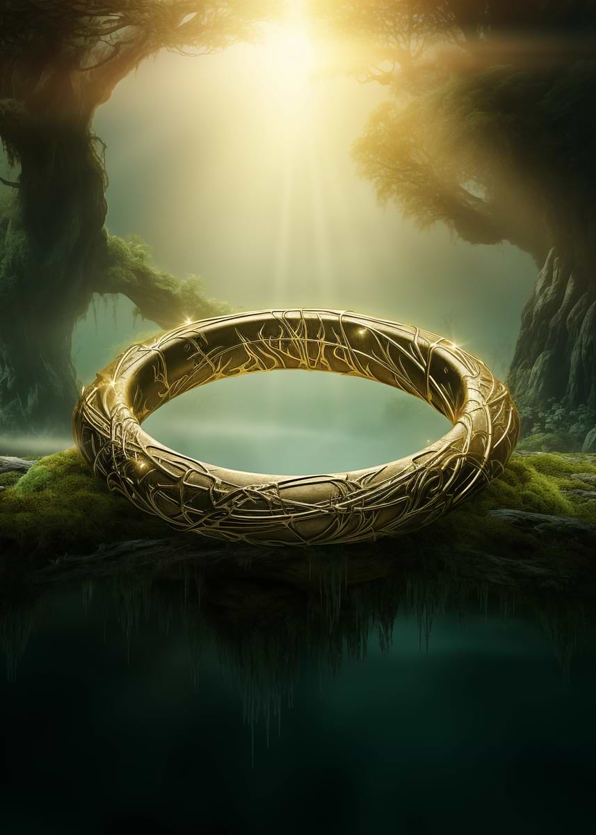 'Golden Ring in Forest' Poster, picture, metal print, paint by riclid ...