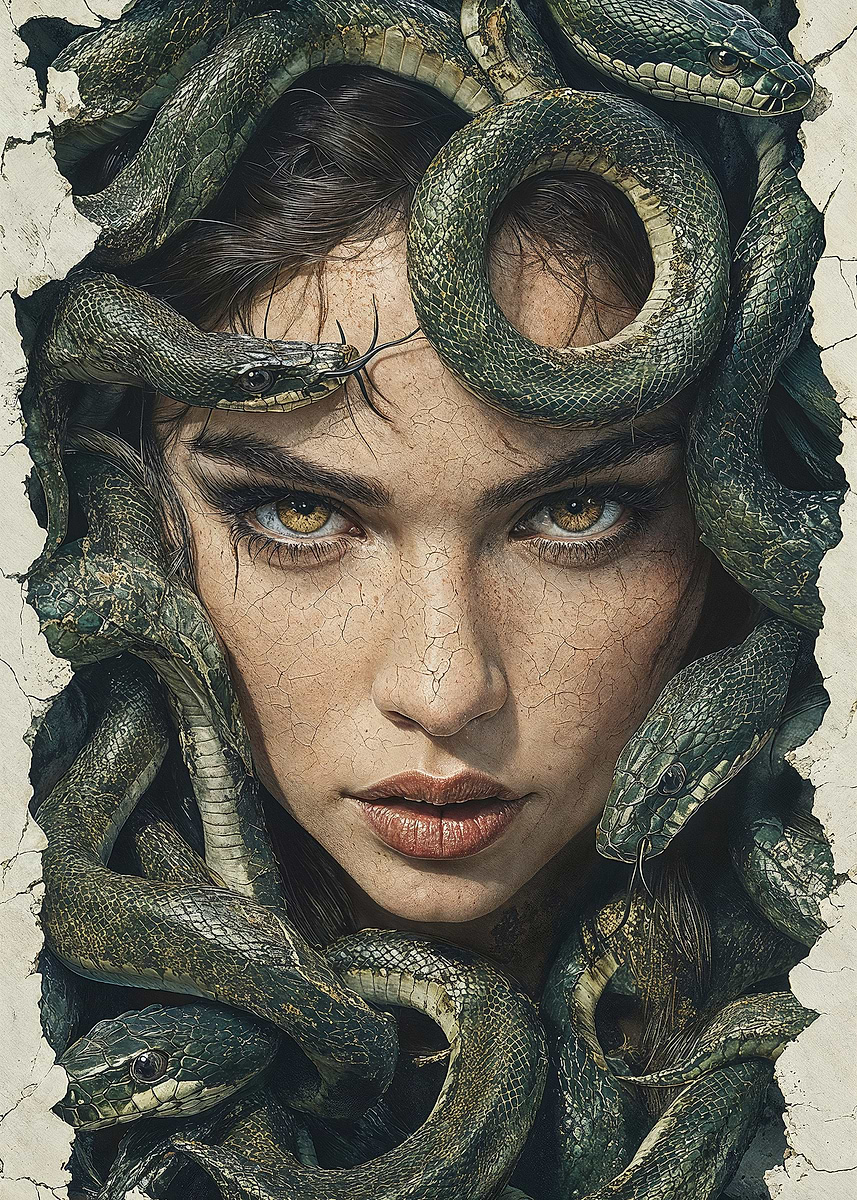 'Medusa Portrait' Poster, picture, metal print, paint by shakes | Displate