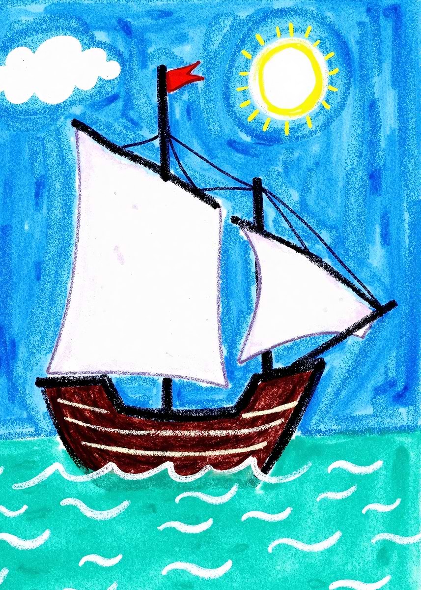 'Child's Drawing of a Ship' Poster, picture, metal print, paint by ...