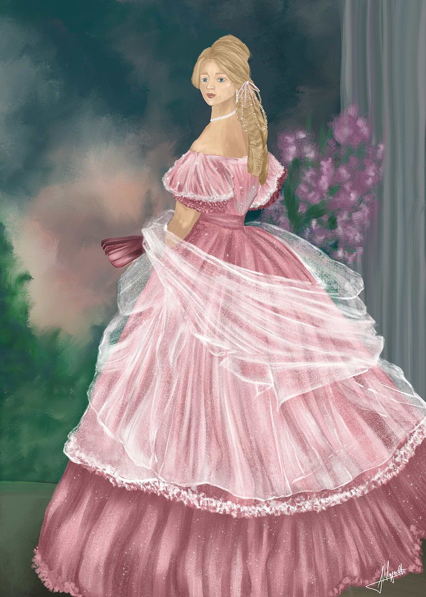 'Pink Ball Gown Lady' Poster, picture, metal print, paint by EpicMoti ...