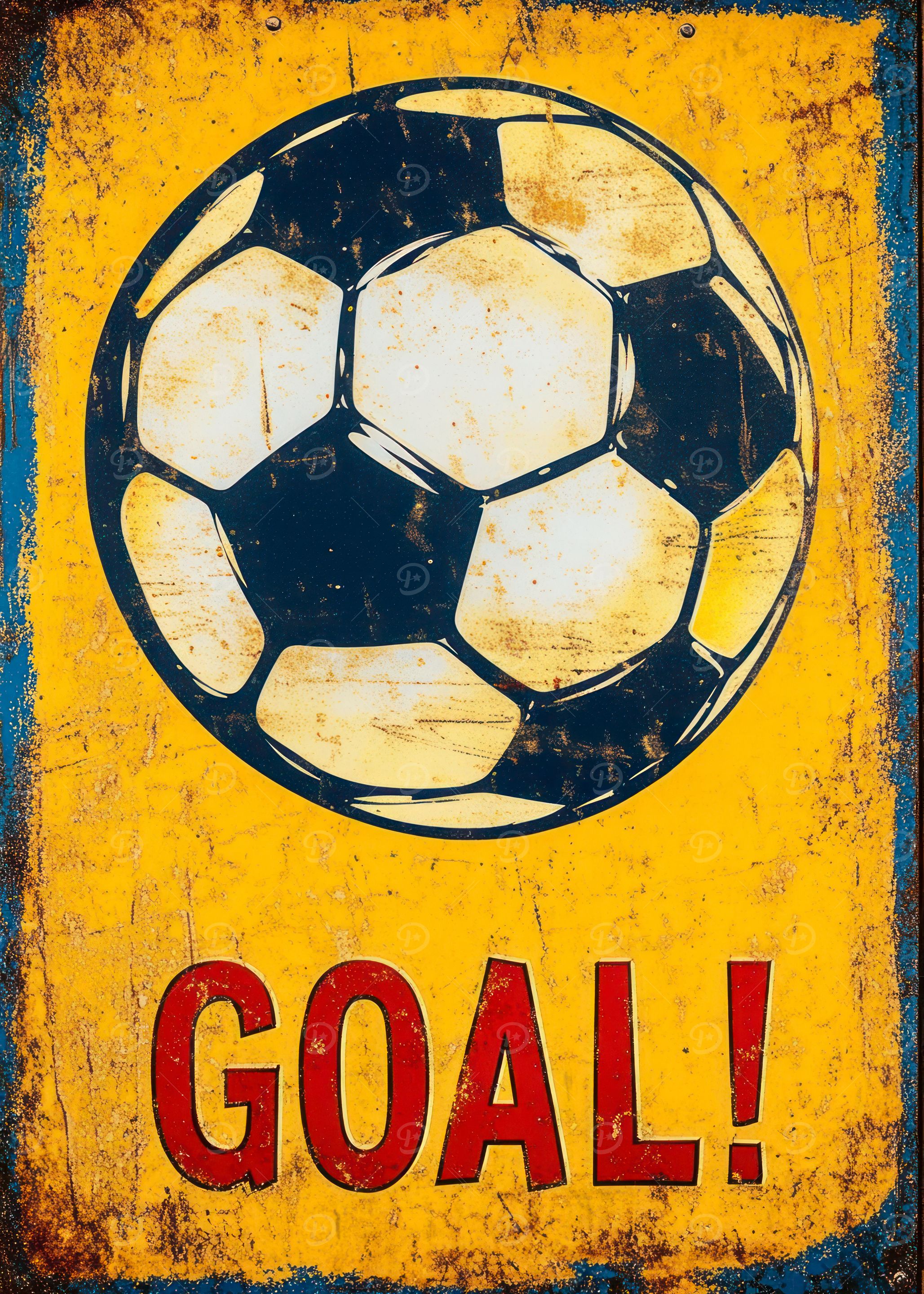 'Vintage Soccer Goal Sign' Poster, picture, metal print, paint by Usama ...