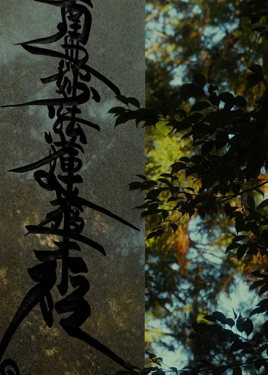'Japanese Calligraphy on Stone' Poster, picture, metal print, paint by ...
