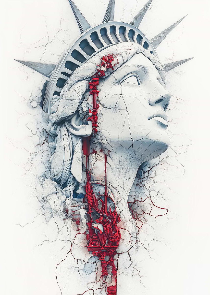 'Cracked Statue of Liberty' Poster, picture, metal print, paint by Eo ...