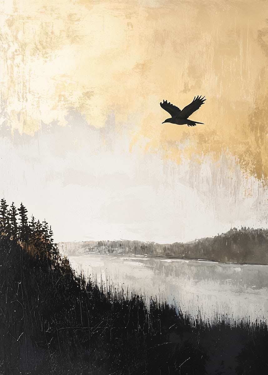 'Raven Over Water' Poster, picture, metal print, paint by SuperNova ...