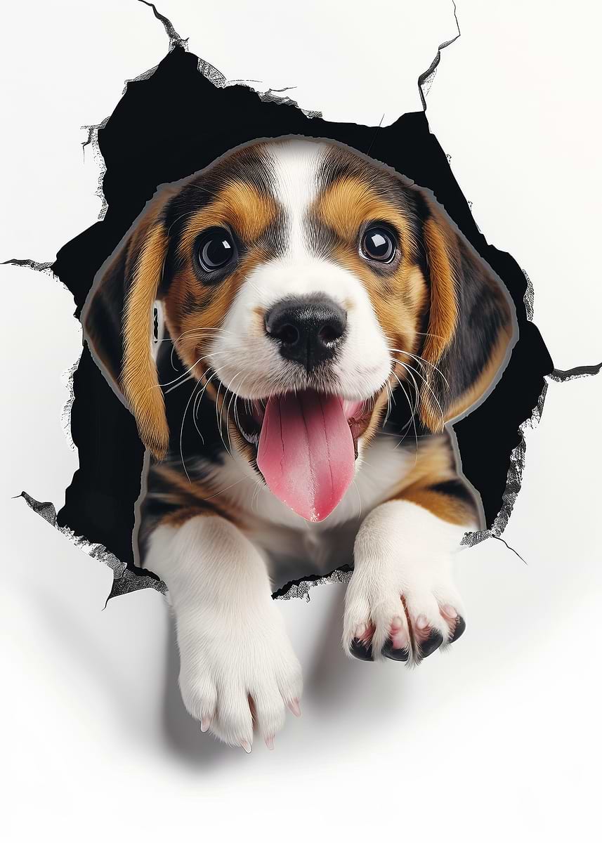 'Beagle In The Wall' Poster, picture, metal print, paint by Henning ...