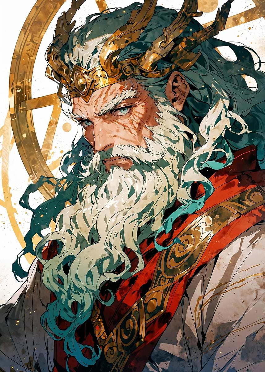 'Elderly God with Crown' Poster, picture, metal print, paint by Noomy ...
