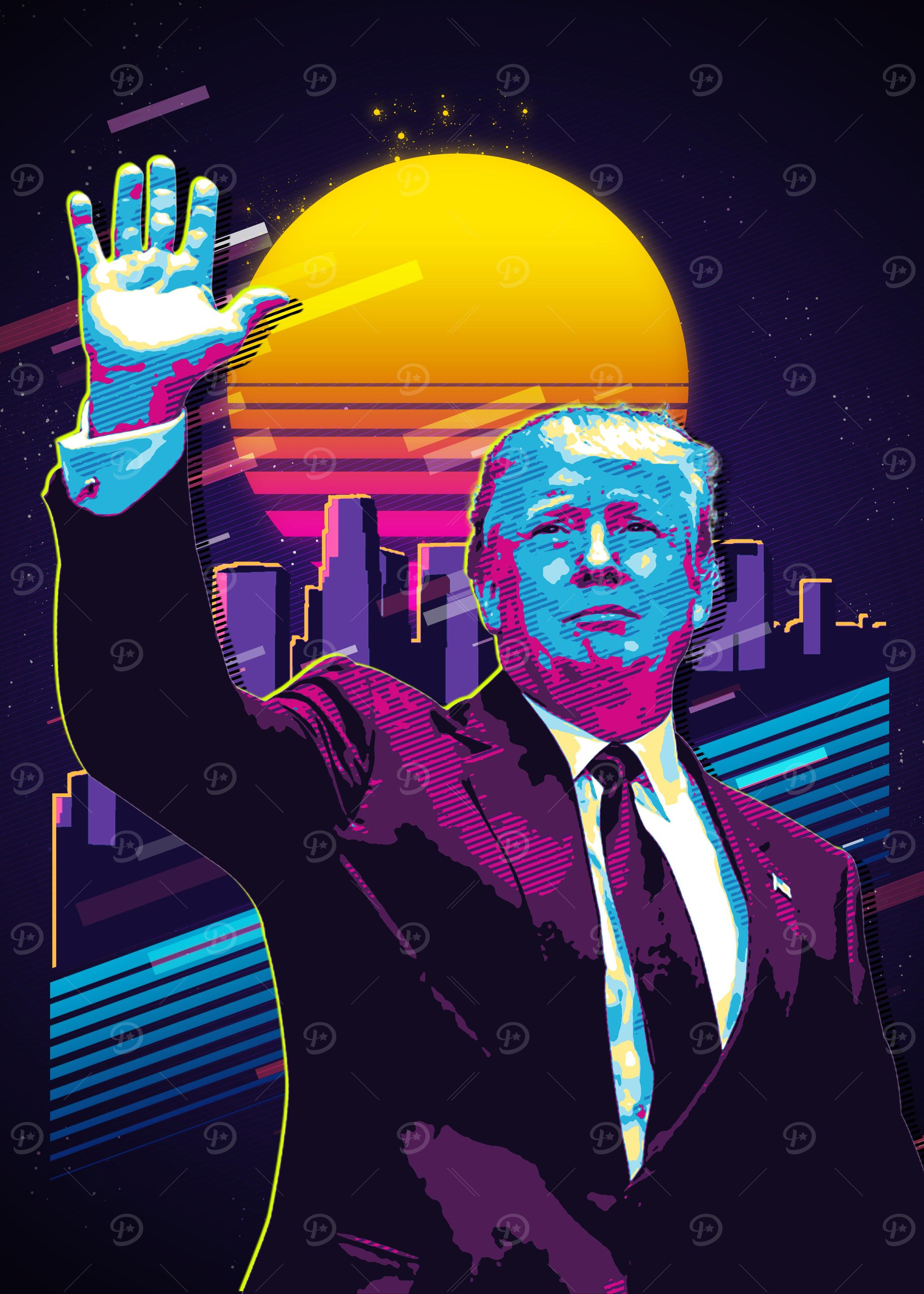 'Trump 80s Retro Art' Poster, picture, metal print, paint by ...