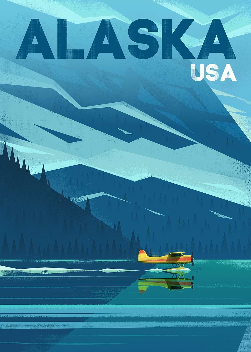 'Alaska Travel Poster' Poster, picture, metal print, paint by Sam Kal ...