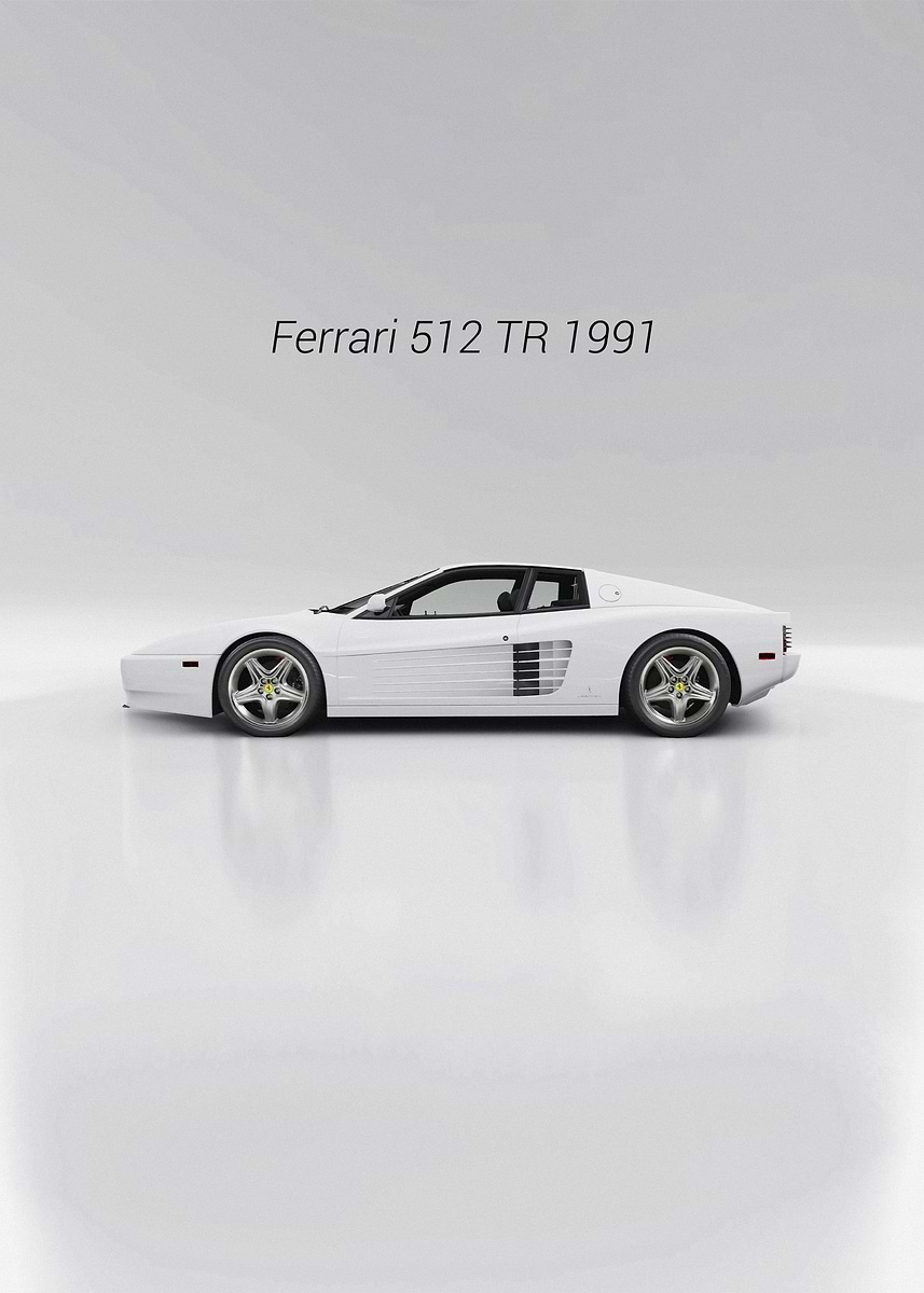 'Ferrari 512 TR' Poster, picture, metal print, paint by One Line Artist ...
