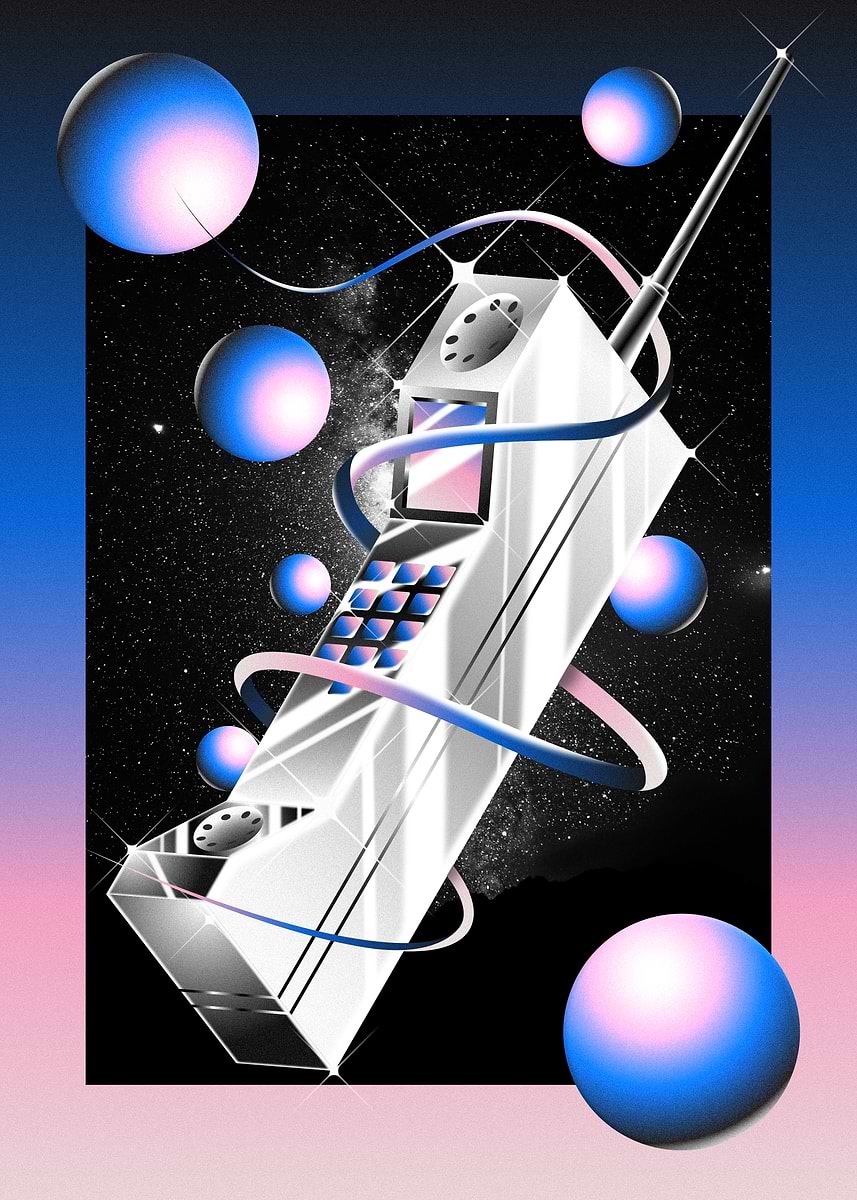 'Cosmic chrome brick phone' Poster, picture, metal print, paint by ...