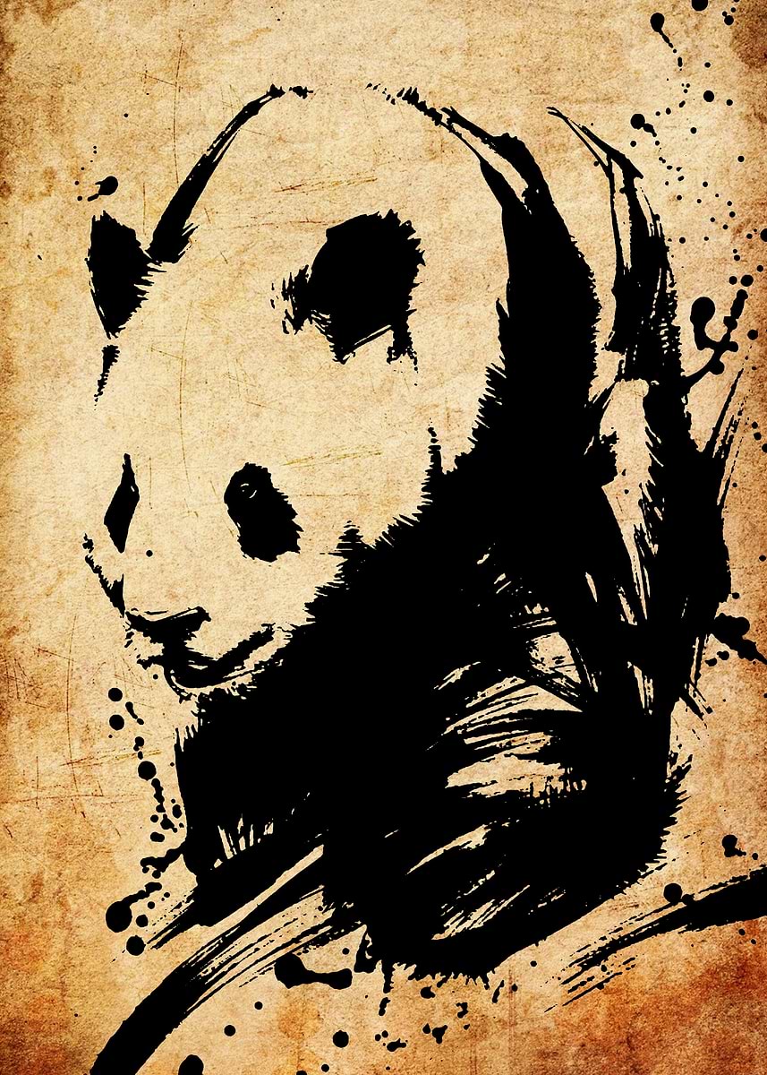 'Panda Ink Illustration' Poster, picture, metal print, paint by Jiupang ...