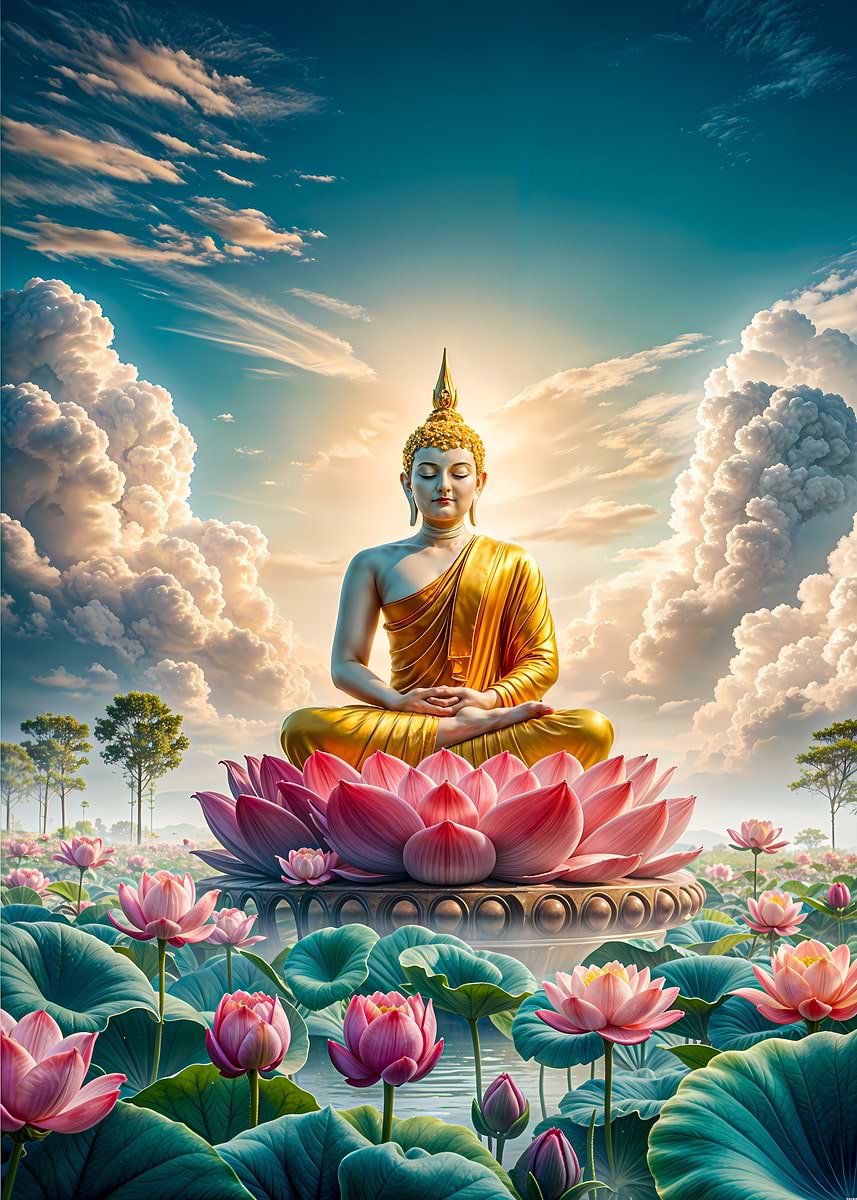 'Buddha Lotus Meditation' Poster, picture, metal print, paint by ...