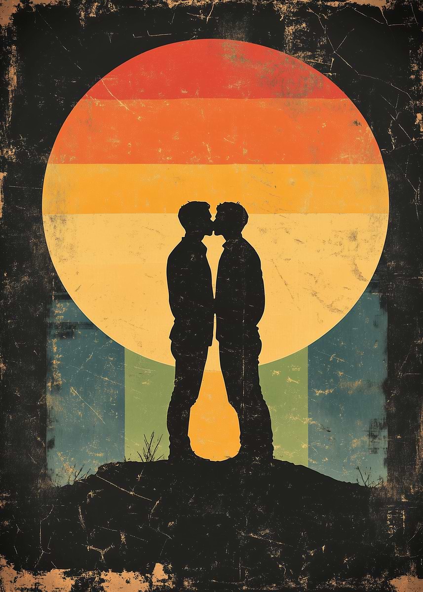 'Retro Love Silhouette' Poster, picture, metal print, paint by Karl ...