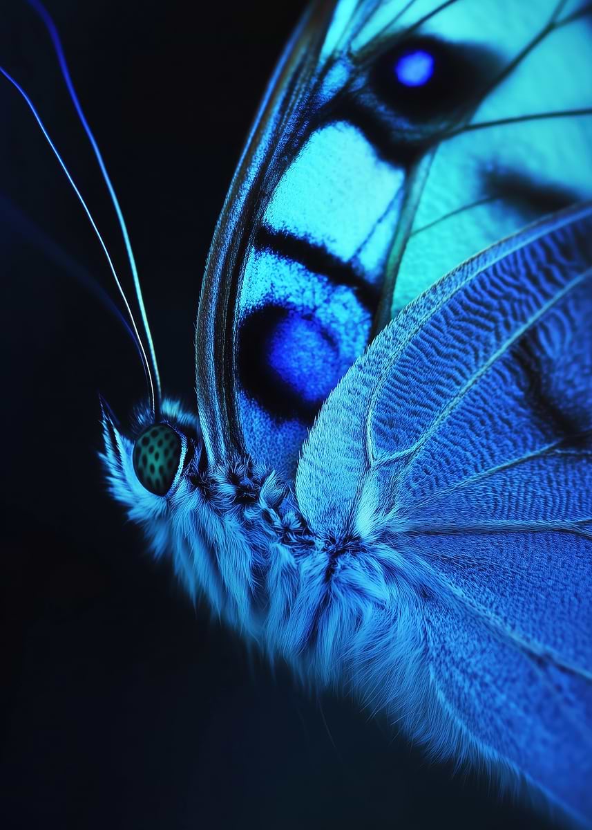 'Blue Morpho Butterfly Close-up' Poster, picture, metal print, paint by ...
